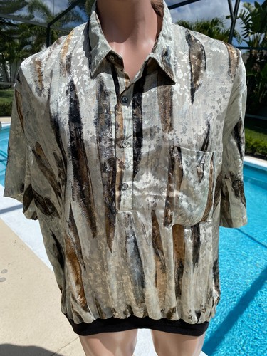 Vintage 80s Alan Stuart Art Deco gaucho shiny silky polo pullover Shirt ...