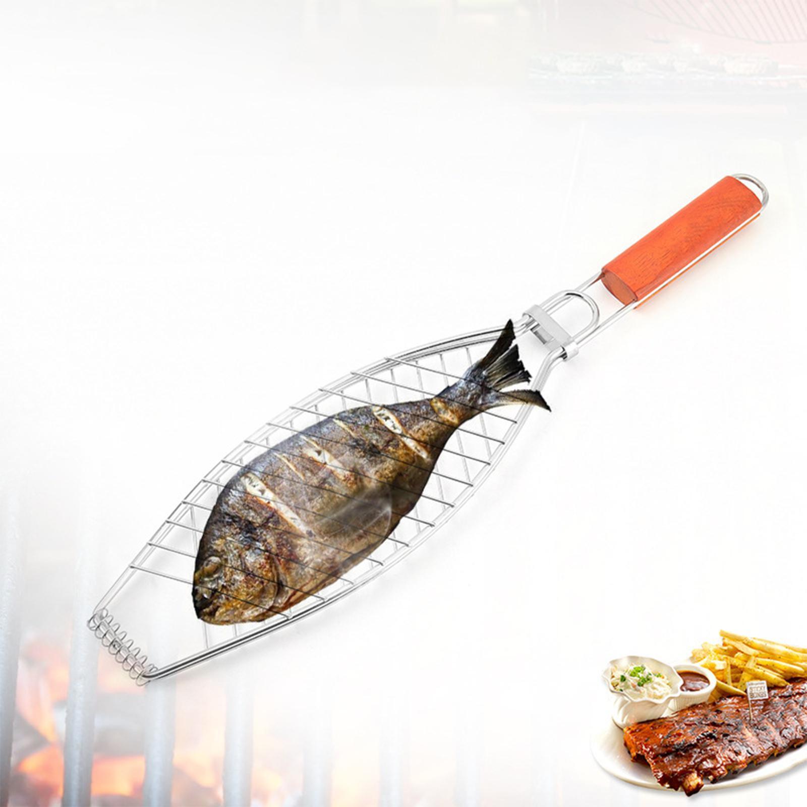 Grilled Fish Clip Rustproof BBQ Grill Basket for Home Garden Travel BBQ ...