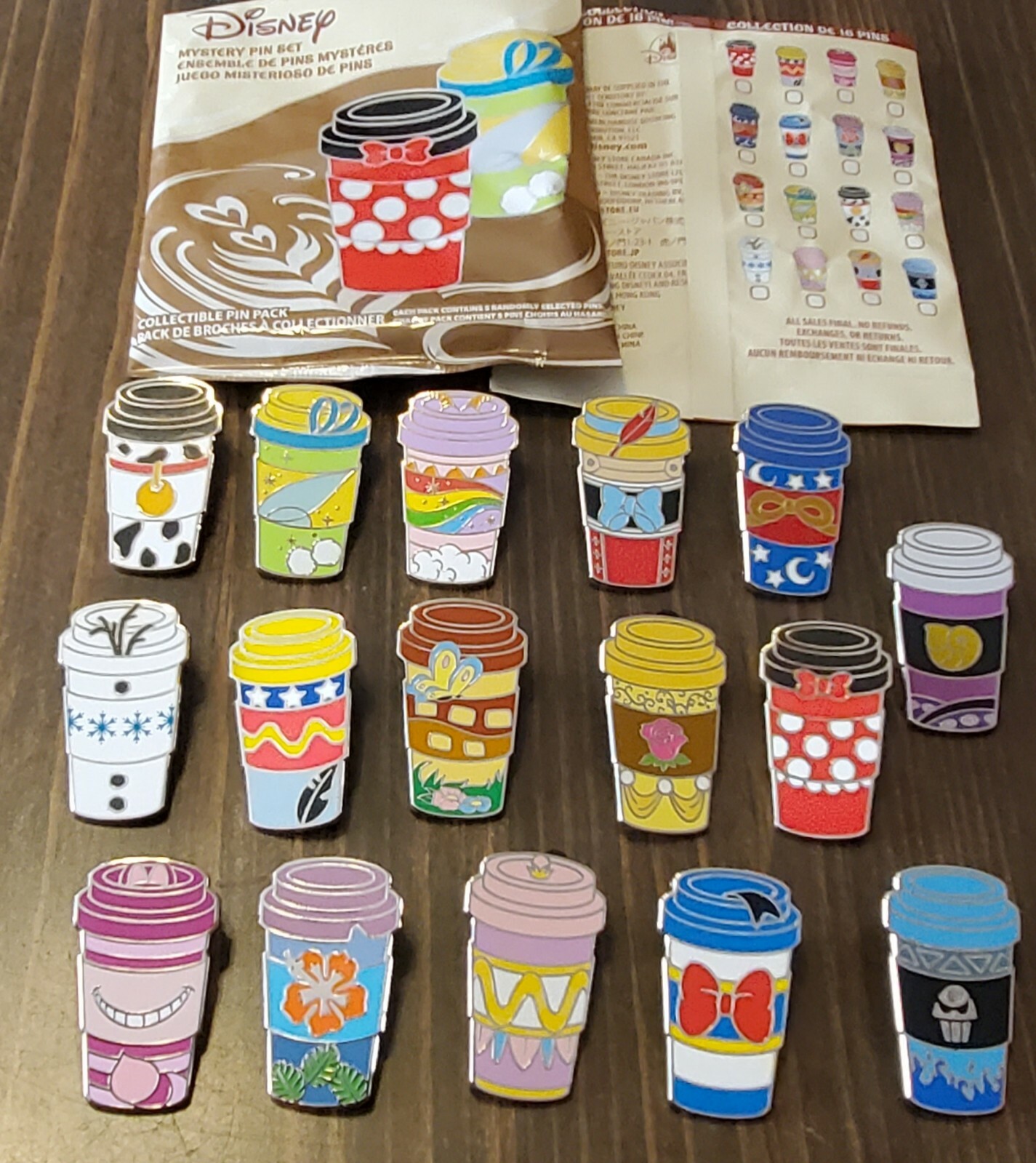 Disney Pins Coffee Cups Mystery Series Complete Set of 16 FREE SHIPPING ...