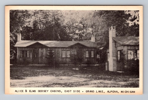 Michigan MI Alpena Alice And Elmo Godsey Cabins Vintage Postcard Postal ...