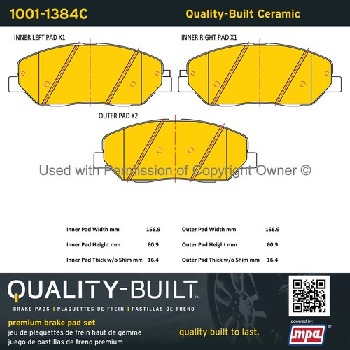 Quality-Built 1001-1384C Disc Brake Pad Set For 09-11 Hyundai Genesis ...
