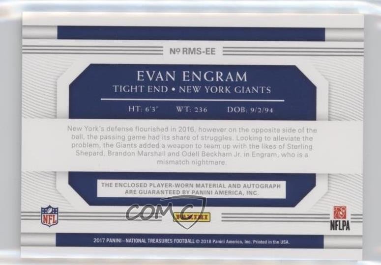 2017 Panini National Treasures Green Numbers /88 Evan Engram #RMS-EE ...