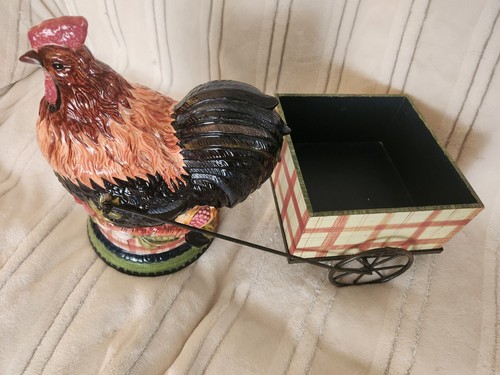 Ceramic Rooster with Cart Wood Wagon Tracy Porter Stonehouse Farm ...