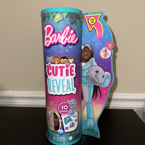 Barbie Cutie Reveal Jungle Series Doll Elephant Costume with 10 ...