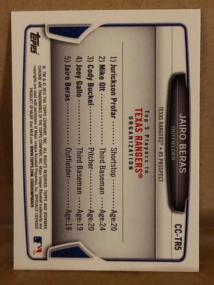 2013 Jairo Beras Silver Refractor Rookie Rc Bowman Chrome Mini | eBay