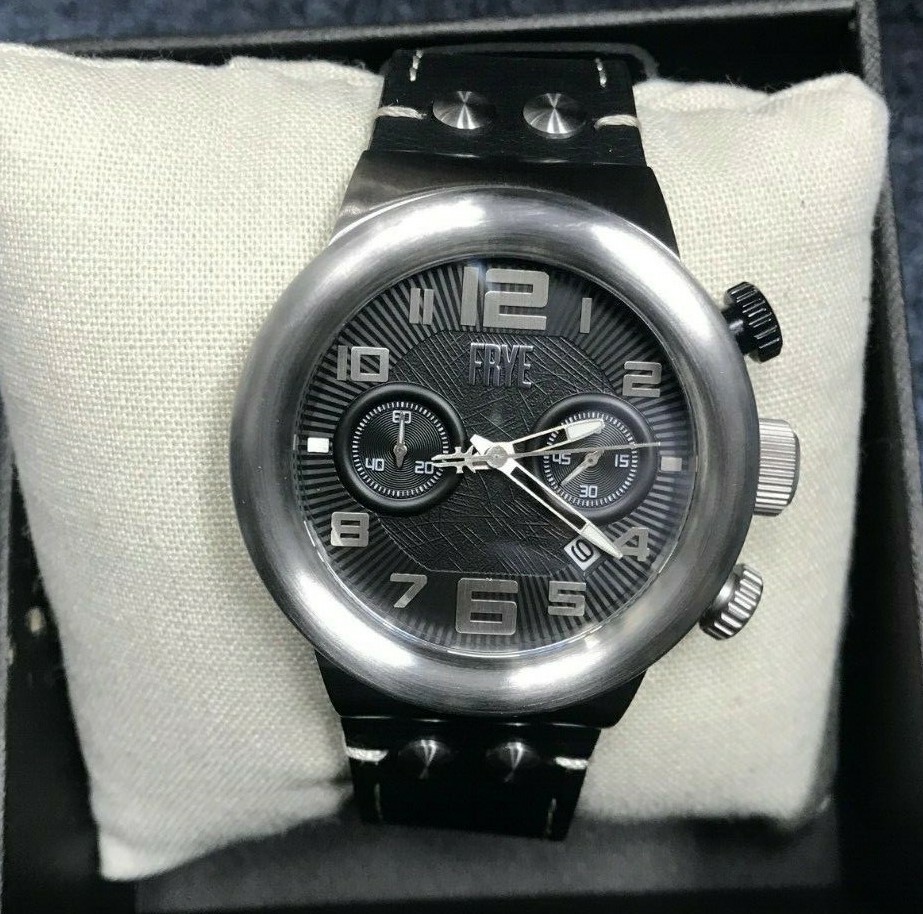 Frye 46mm Sapphire Crystal Black Dial Leather Multi-Dial Chronograph ...