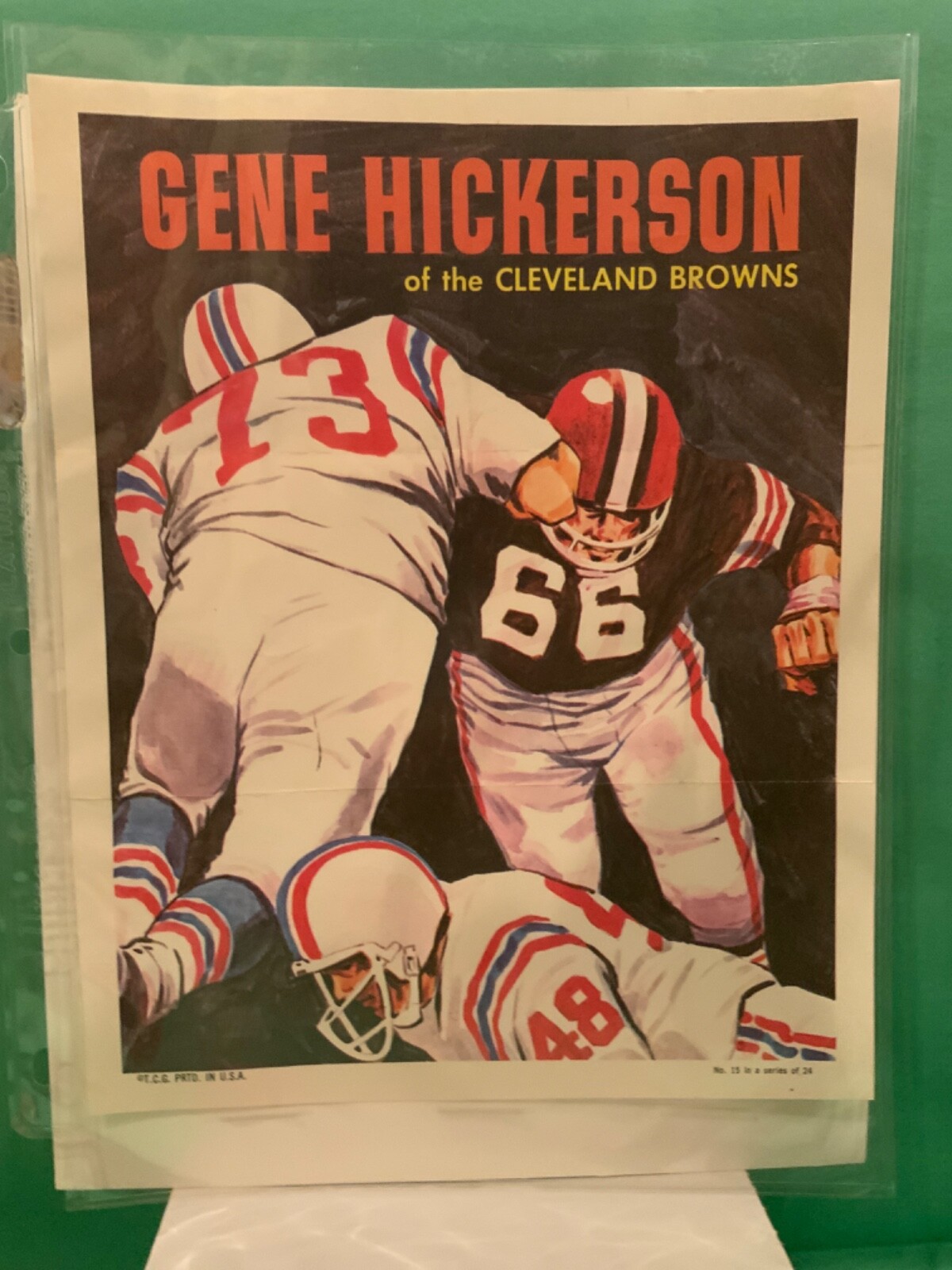 1970 Topps Football GENE HICKERSON Poster insert #15 Cleveland Browns ...