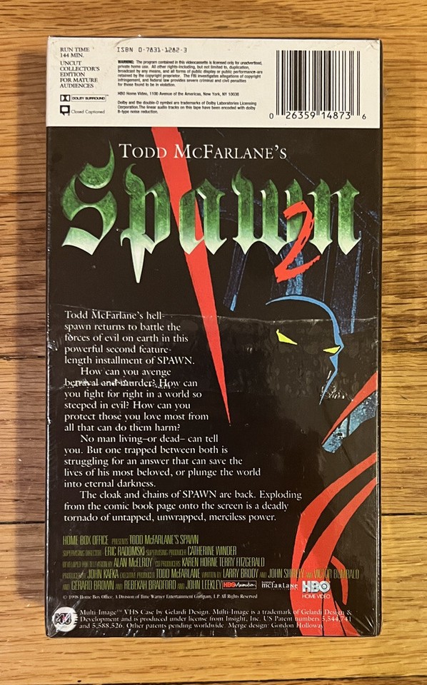 Todd McFarlane Spawn 2 VHS video UNCUT Hologram Cover HBO! Sealed Rare Sticker | eBay