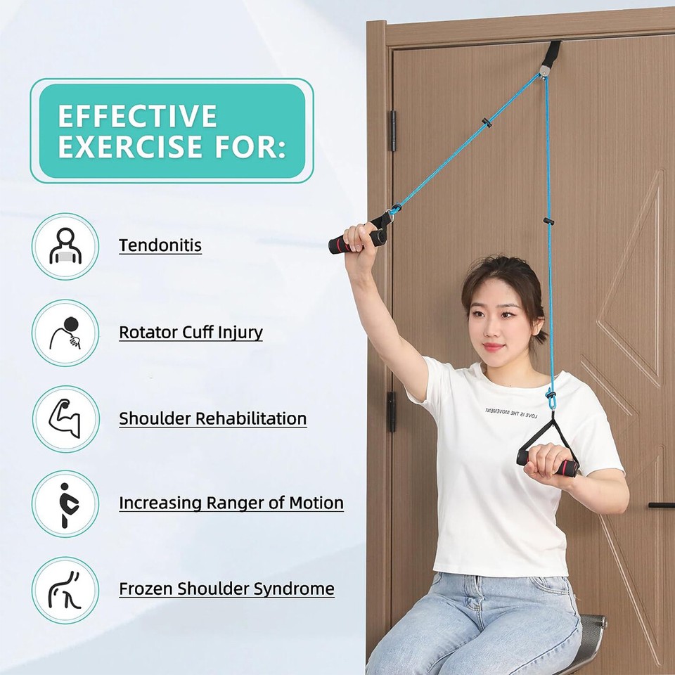 Over The Door Shoulder Pulley W/ Hook for Physical Therapy for Shoulder ...