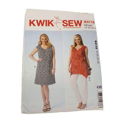 Kwik Sew Pattern 4115 Women's Dress Belt Tunic & Pants Size 1X 2X 3X 4X ...