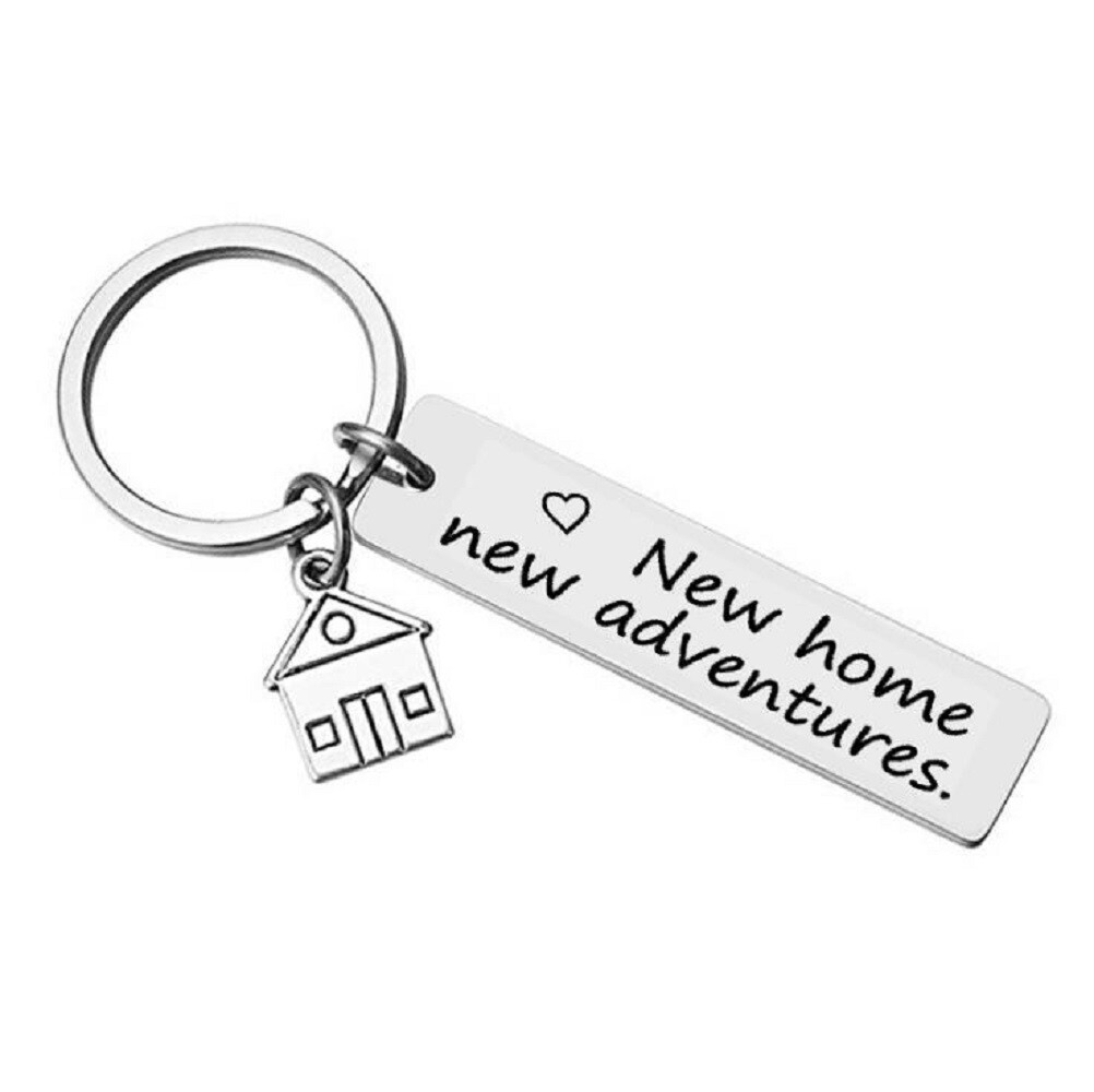 2 x New Home New Adventures Rectangle Key Ring House Warming First Home ...