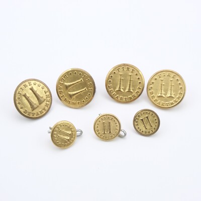Set of 7 Waterbury Fire Fighter Bugle Brass Uniform Buttons | eBay