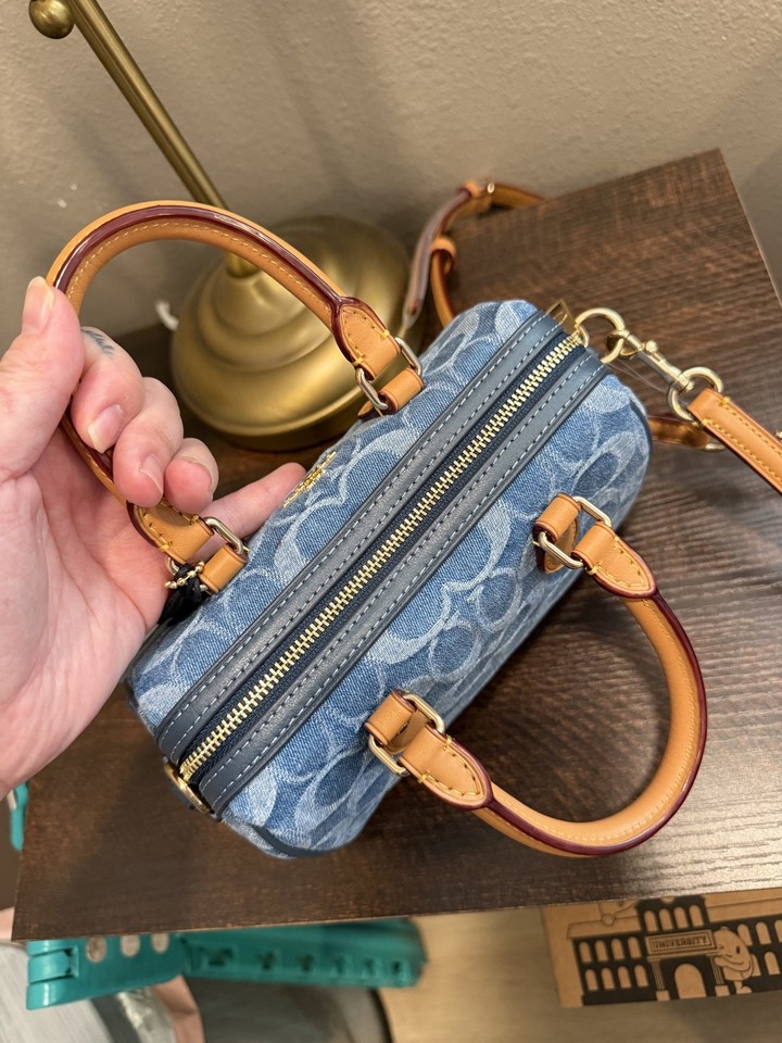 COACH Mini Rowan Crossbody Bag Signature Denim Logo Handbag CDQ36 NWT ...