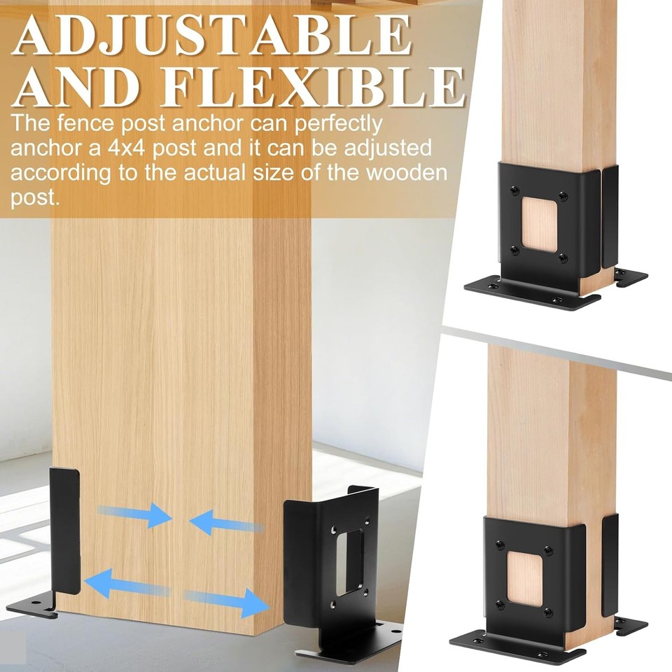 4Pcs Adjustable 4X4 Pergola Post Base for Wood Fence, 4X6 Post Anchor ...