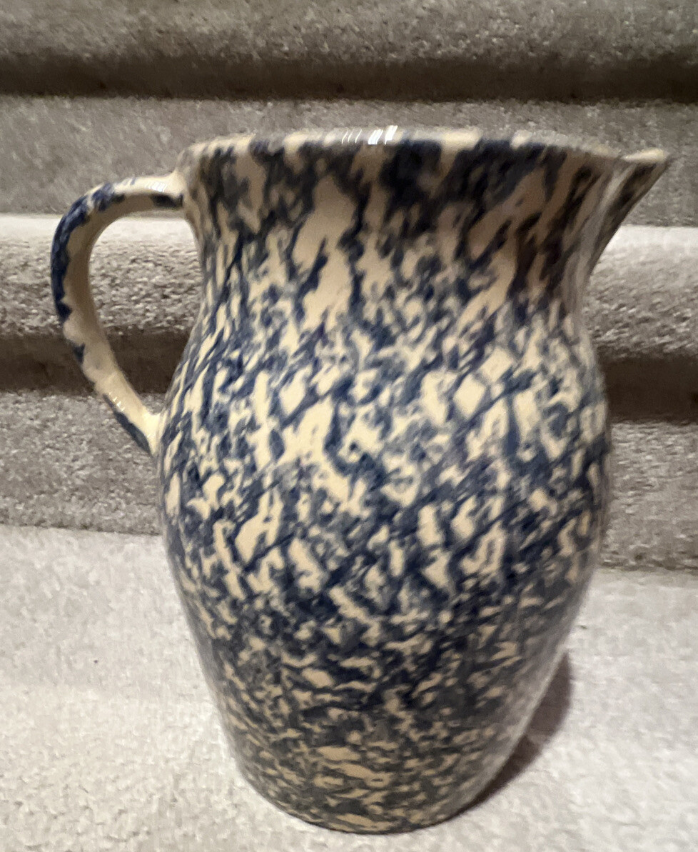 VTG Roseville, Ohio Robinson Ransbottom Pottery Blue Spongeware 2 Qt ...