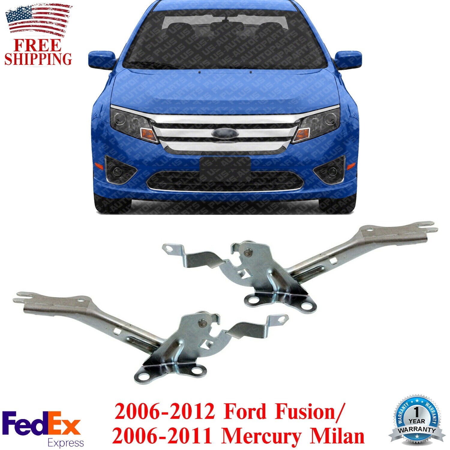 Set of 2 Hood Hinges Left & Right Side For 2006-2012 Ford Fusion / 06 ...