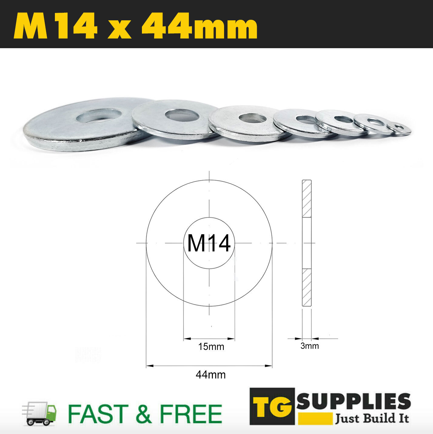 Quality Mudguard Penny Repair Washers M4 M5 M6 M8 M10 M12 M14 M16 M20 ...