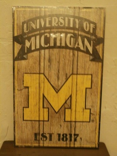 Brand New University of Michigan Wolverines Wood Sign 15x24 | eBay