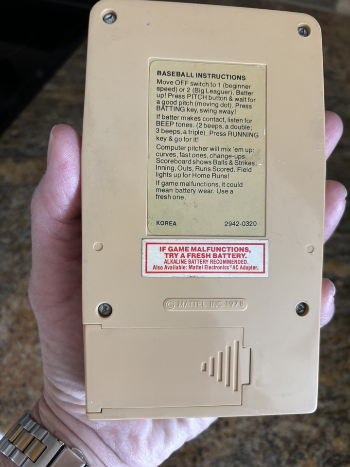 Vintage Electronic Baseball Hand Held Game by Mattel Fully Functional ...