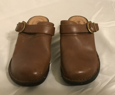 Born Women's Tan Leather Size 7 Slip On Mule Clog, Strap & Buckle ...