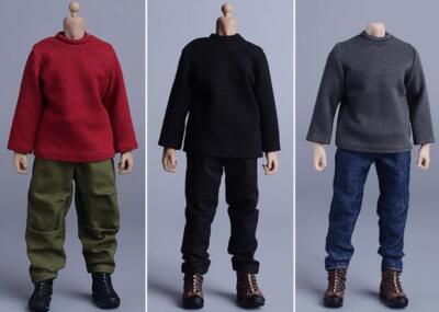 1/12 Scale Long Sleeve T-shirt Top Clothes Model for 6" Male Action ...