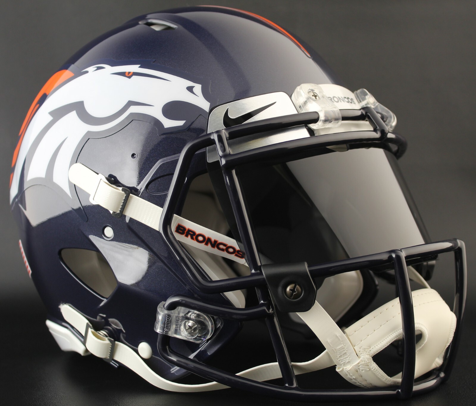 DENVER BRONCOS NFL Football Helmet with Nike BLACK Visor / Eye Shield ...