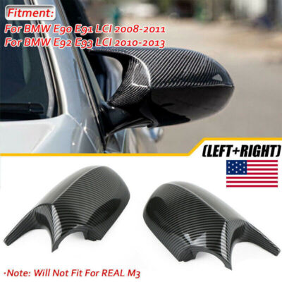 Pair Carbon Fiber Mirror Covers Cap For BMW E90/E91 LCI 328i 323i 335i ...