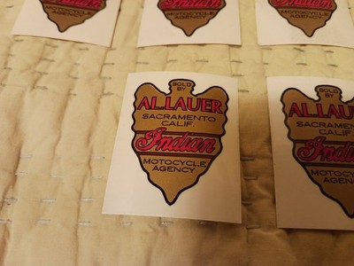 Vintage AL. LAUER Sacramento dealer Indian Motorcycle Decal Lot Of 8 ...