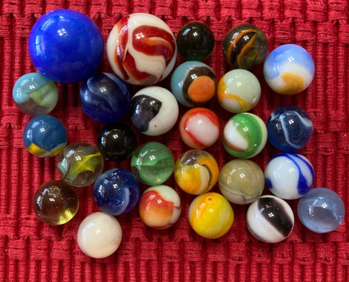 Lot~25 Colorful Vintage Antique Marbles~1930s?~1940s~1950s~Various ...