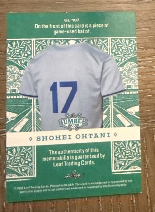 2025 Leaf Lumber Shohei Ohtani Game Used Bat Card #GL-107, 5/8 | eBay