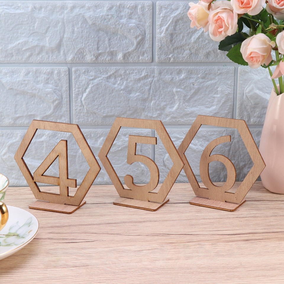 10 Pcs Wood Table Numbers Decor Rustic Wedding Hexagon Centerpieces for ...