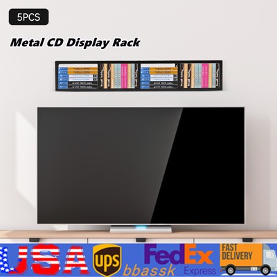5PCS Wall Mount Media Storage Rack 34 Inch CD DVD Organizer Shelf Metal ...