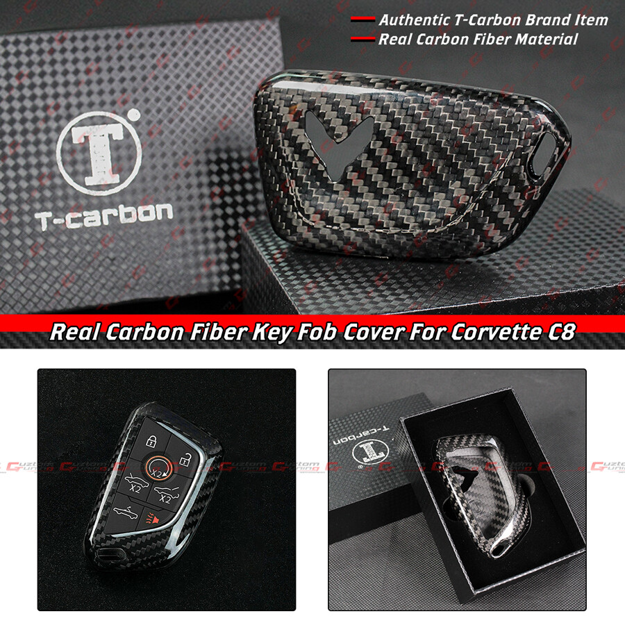 REAL CARBON FIBER KEY FOB CASE COVER FOR 2020-26 CORVETTE C8 Z51 1LT ...