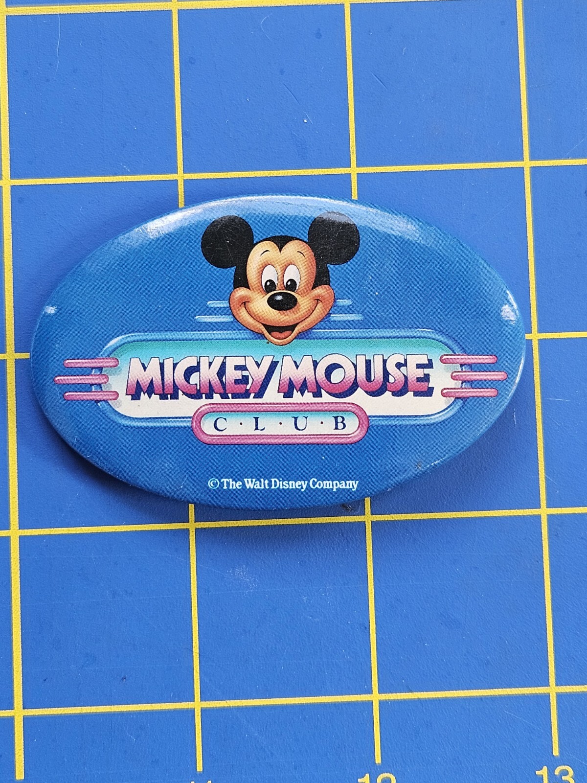 Vintage Walt Disney Mickey Mouse Club Pin Button Blue Oval 2.75"x1.75 ...