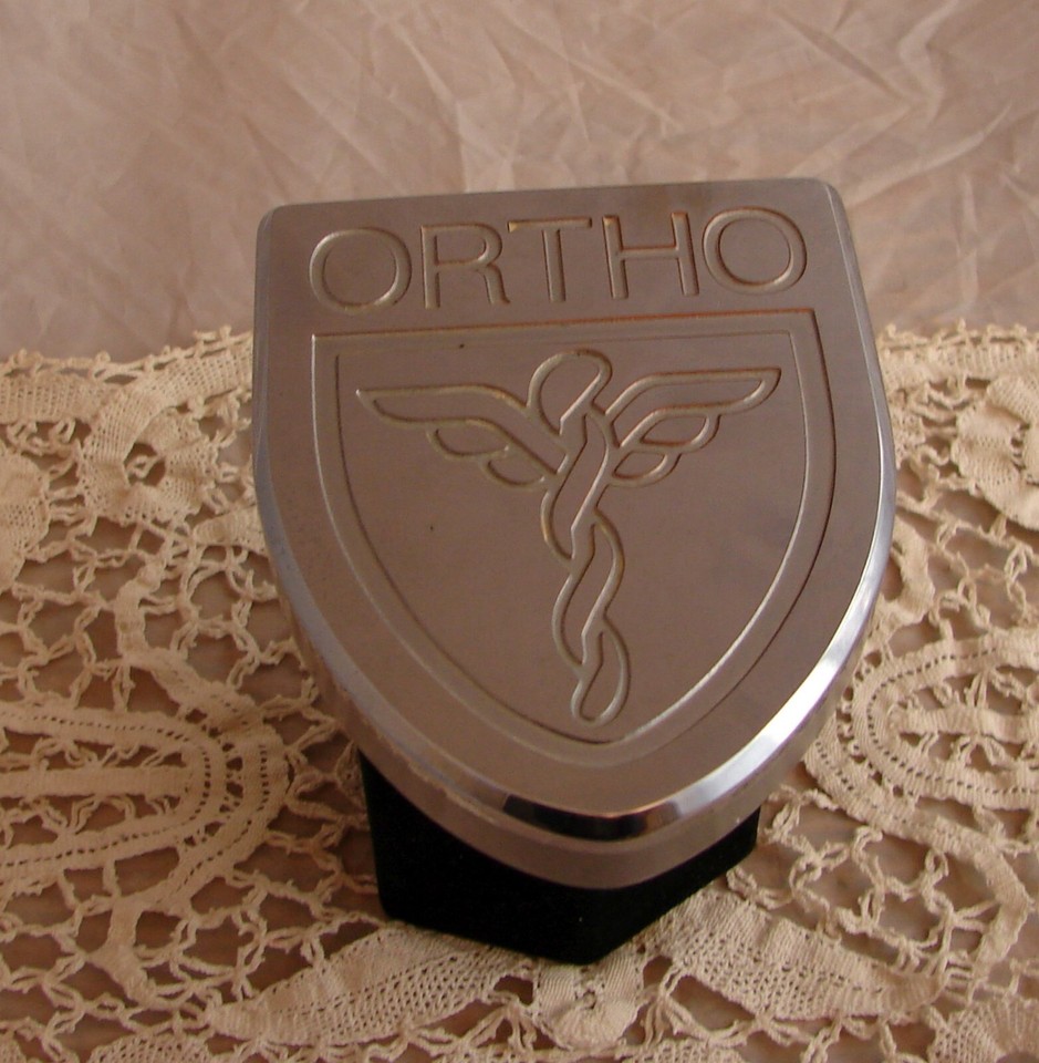 ORTHO PHARMACEUTICAL ADVERTISING CHROME PAPERWEIGHT MEDICAL CROSS ...
