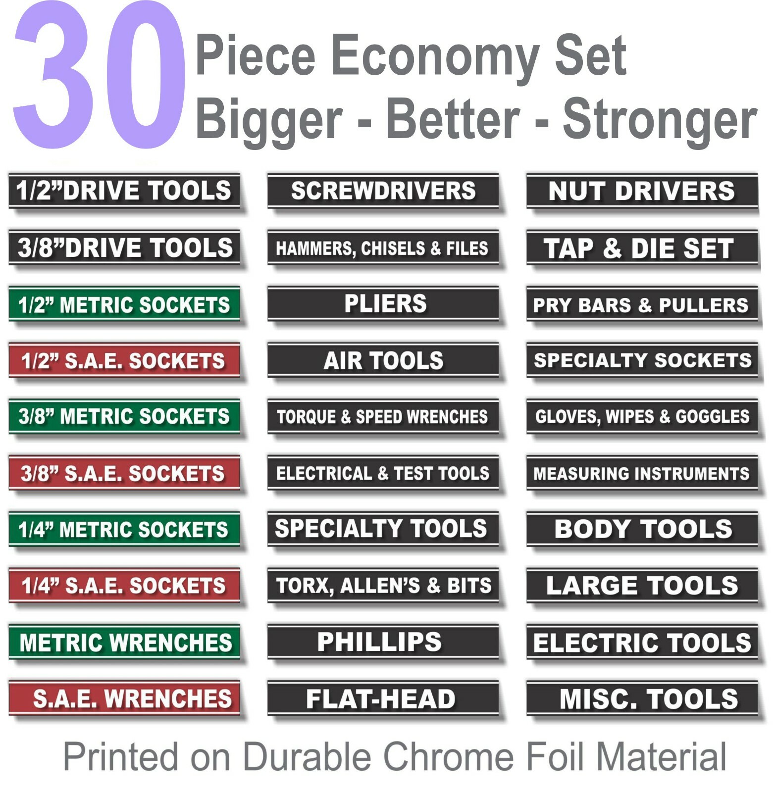 Magnetic Tool Chest Drawer Labels for Craftsman & Mechanics Organize ...