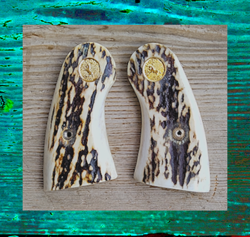 COLT PYTHON STAG GRIPS for Python / Official Police w/ Gold Colt ...