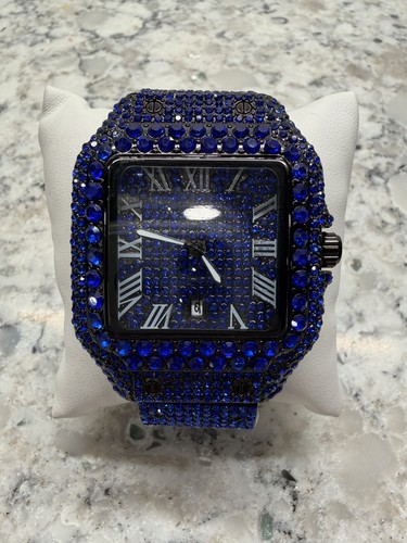 Brand New! Fully Iced Out VIP Blue Tone Style Hip Hop Watch | eBay