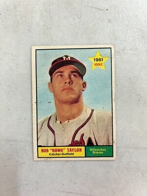 Vintage 1961 Topps Bob Hawk Taylor #446 Rookie Atlanta Braves Baseball ...
