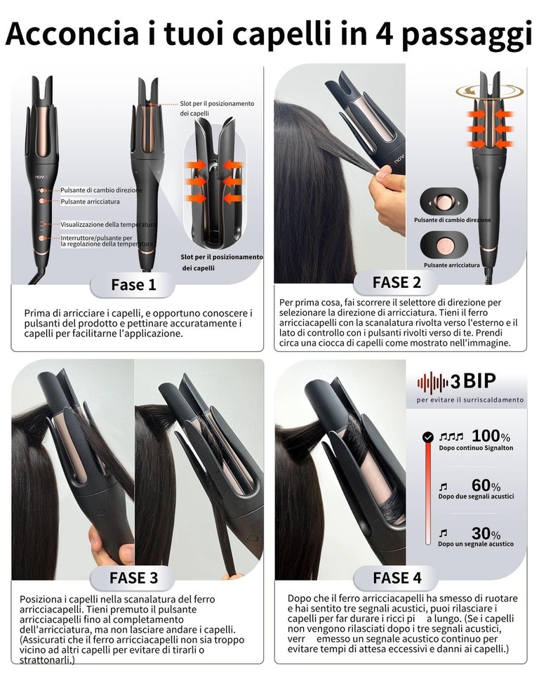 Anti-Scald Automatic Curling Iron, Rotating Curling Iron, Ceramic ...