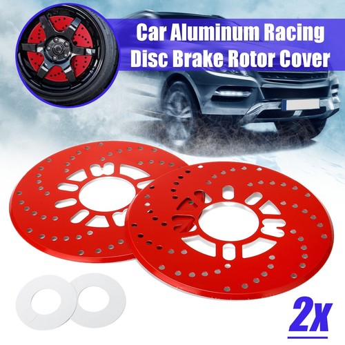 2PC Red Aluminum Car Wheel Brake Disc Cover Decorative Rotor Cross ...