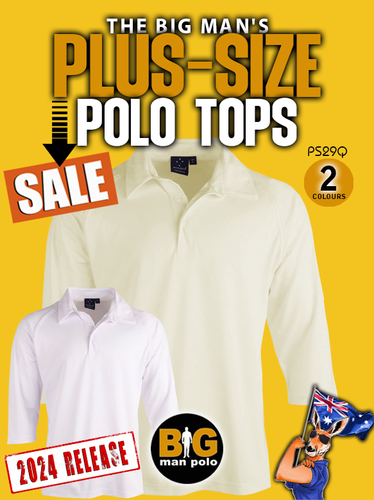 Mens Mesh 3/4 Sleeve Cricket Polo Top, L-5XL | PS29Q | eBay Australia