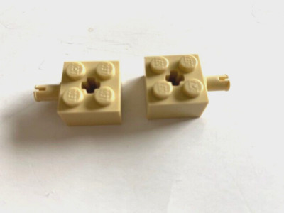 LEGO Parts: 2x2 Brick w Pin & Axle Hole, #6232, 42929, Beige / Tan - 2 ...