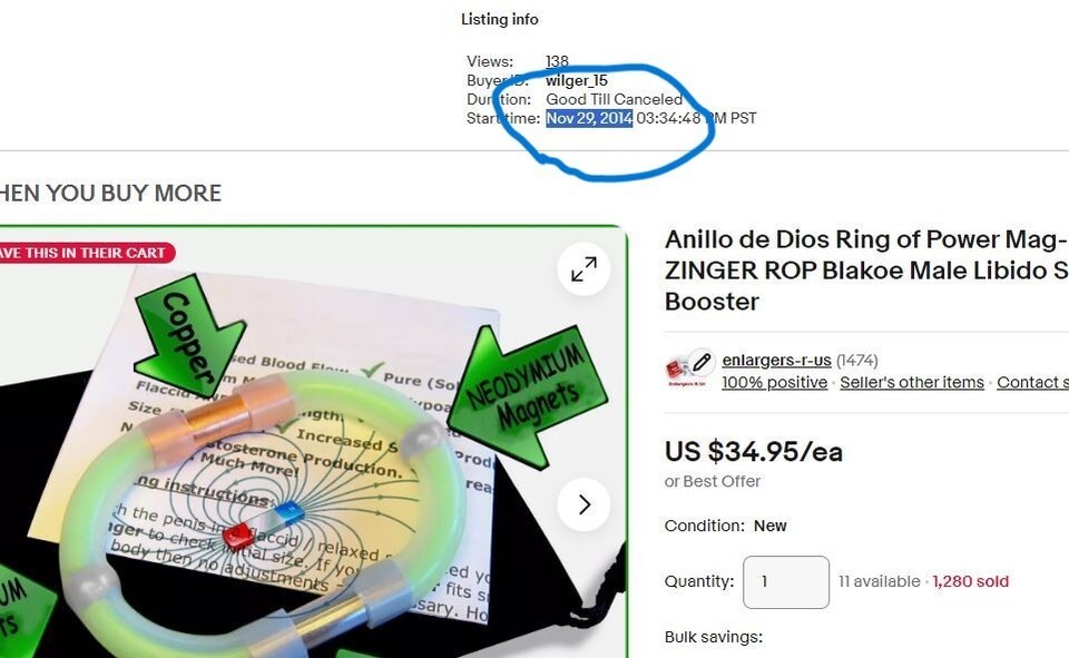 Anillo de Dios Ring of Power Mag-ZINGER ROP Blakoe Male Libido Stamina ...