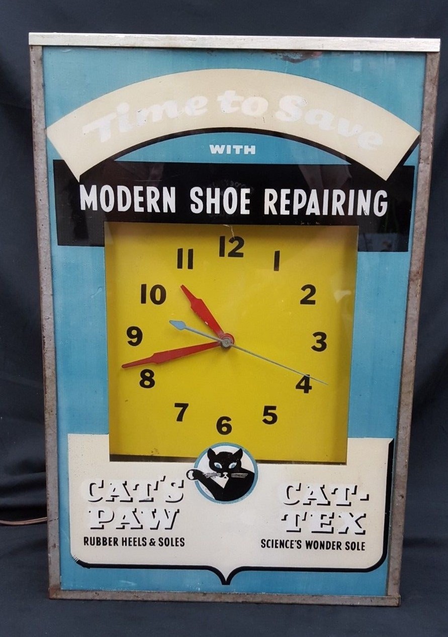 Vintage Modern Shoe Repairing Time To Save Cat's Paw Large Electric ...