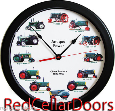 New VINTAGE OLIVER 14" Tractor Clock 12 Tractors MASSIVE Wheel Dial ...