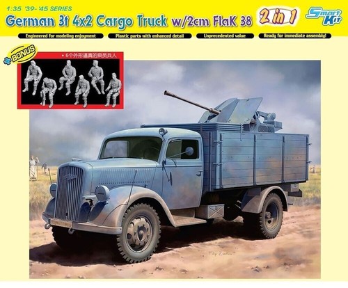DRAGON 6828 1/35 German 3t 4x2 Truck w/2cm FlaK 38 - Scale Model Kit ...