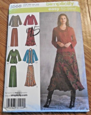 NEW Simplicity Pattern 3568 Misses' Plus sz 20W-28W Pants*Top*Skirt ...