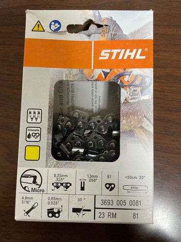 23RM3 81 Stihl 20" OEM Chain .325 Pitch .050 Gauge 81 Drive Links 3695 ...