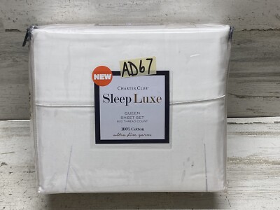Charter Club Sleep Luxe 800TC Cotton 4 Piece Queen Sheet Set White New ...